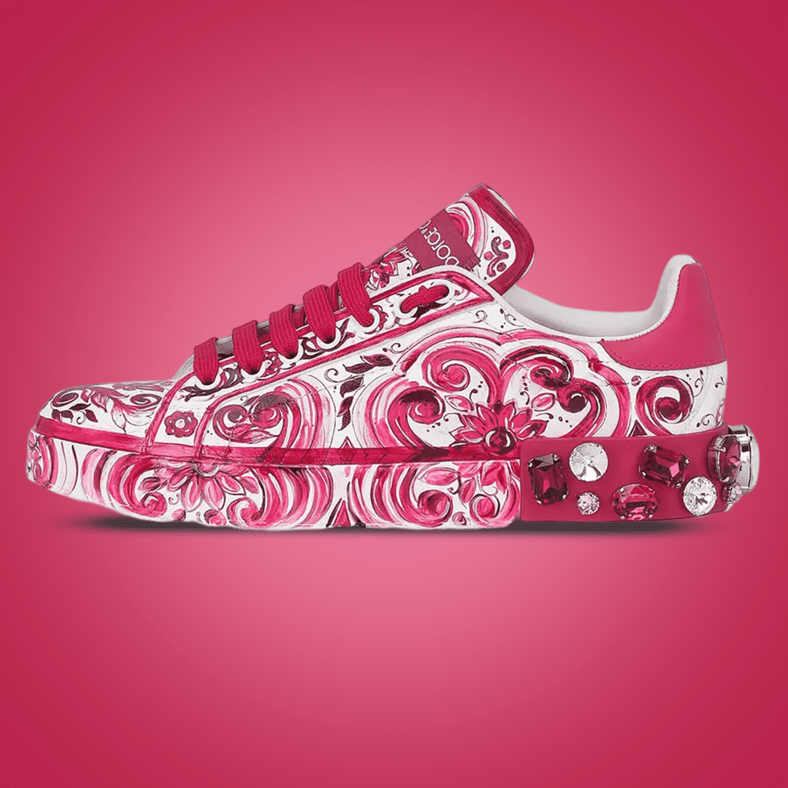 WMNS Dolce & Gabbana Calfskin Portofino Sneakers "Majolica Print ...
